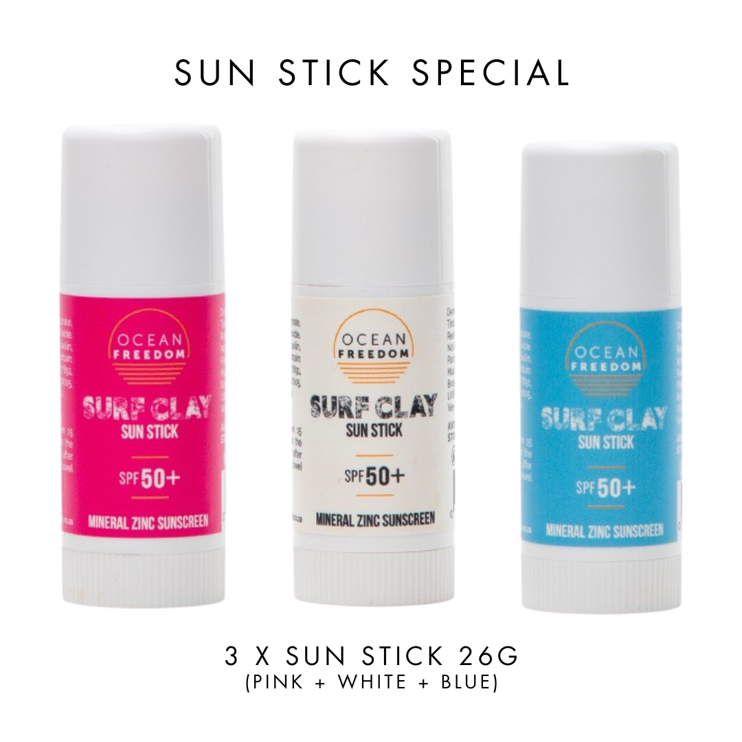 Bundle: 3 x Sun Sticks 26g SPF50+ Mineral Sunscreens – Ocean Freedom ZA